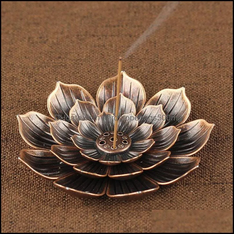 DHgate.com:Lotus Bronze Incense Burner with Backflow Stick Holder for ...