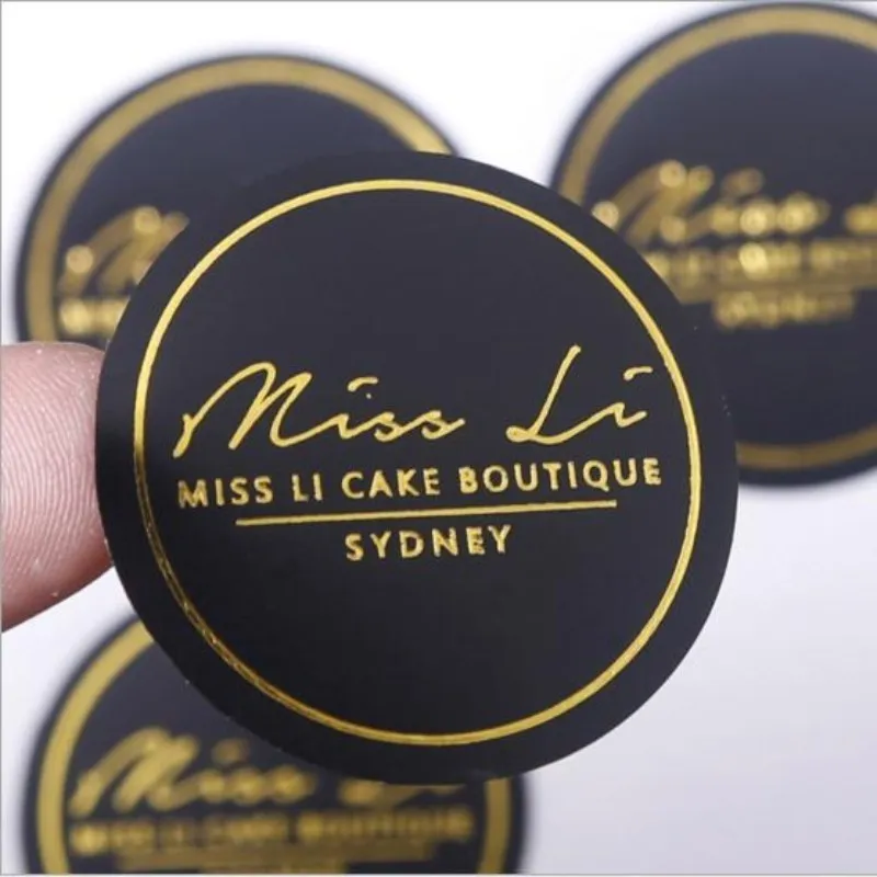 Custom Gold Foil Stickers 100 Sheets, Black & Gold Foil Labels, Round ...