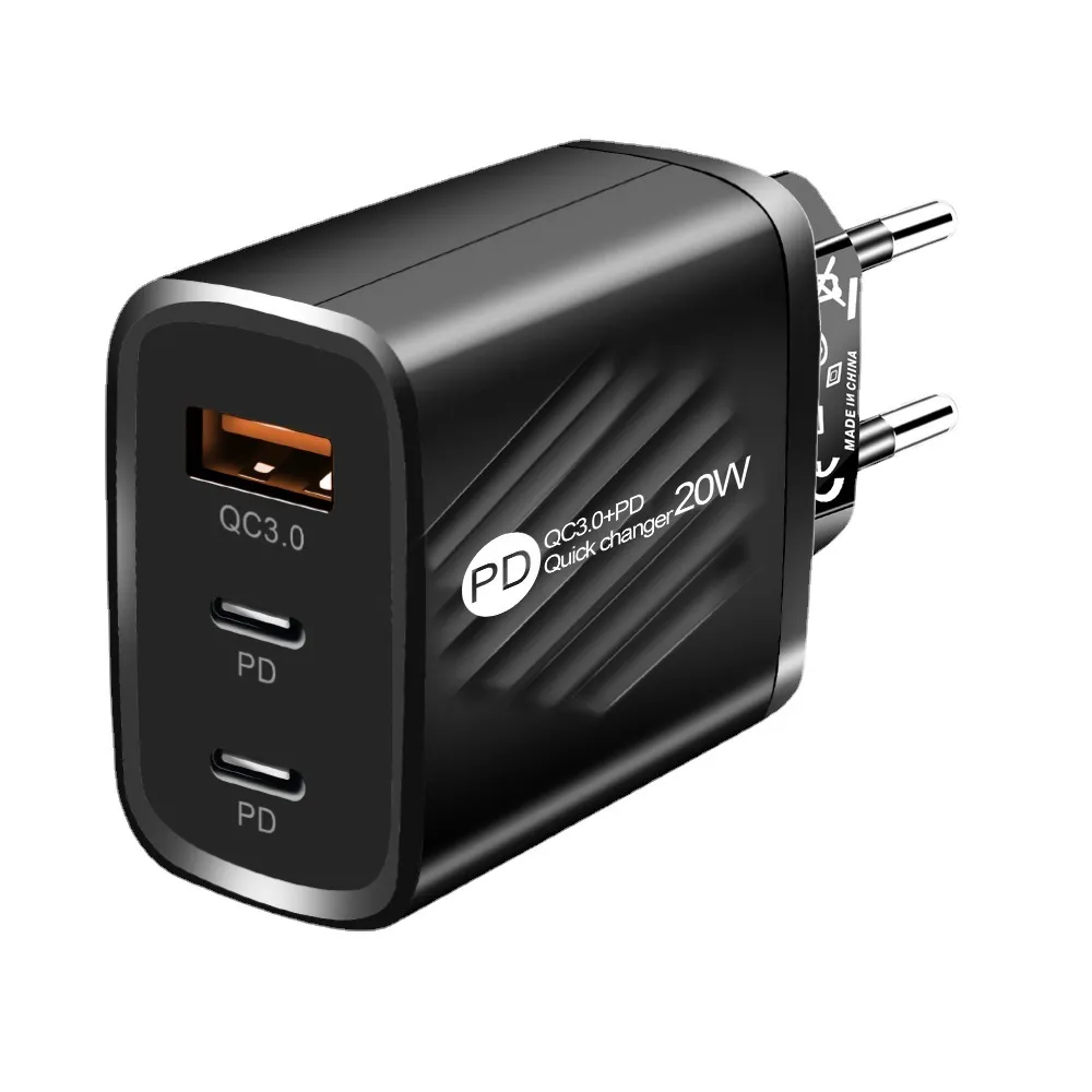 Double Phone Charger PD Dual TYPE C & 1USB Multi Port Wall Charger ...