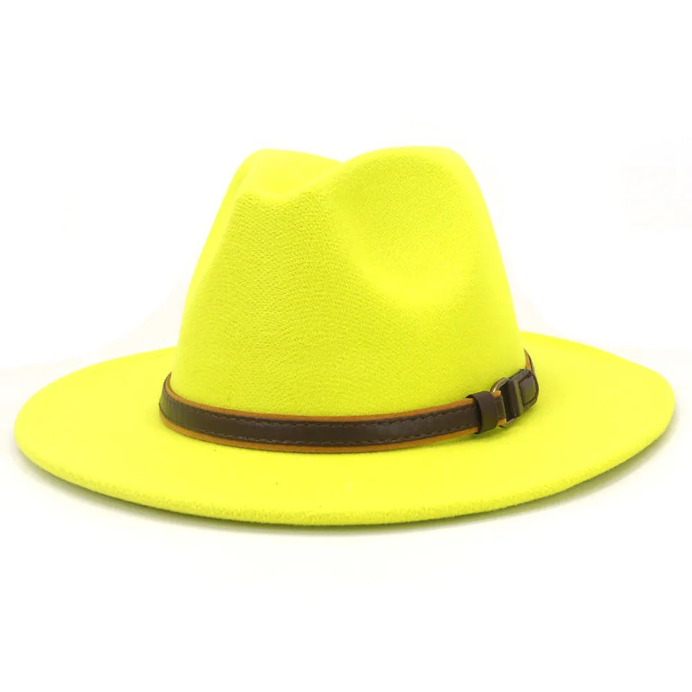 Men's Neon Yellow fedoras with Wide Brim - Perfect for Jazz, Church ...