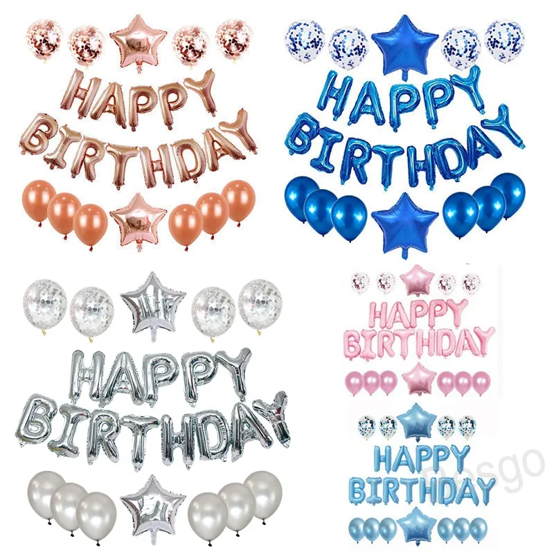 16 Inch Happy Birthday Balloons Set: Premium Latex & Foil Party ...
