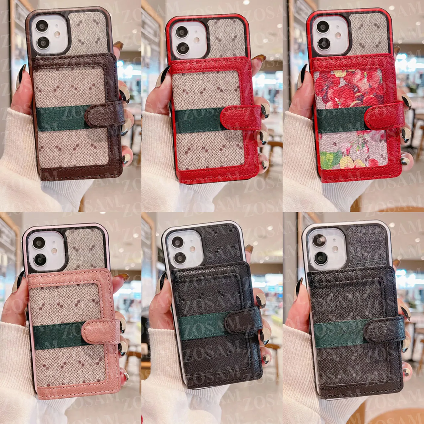 Elegant G Flower Leather Folio Case With Card Pocket For Various IPhone ...