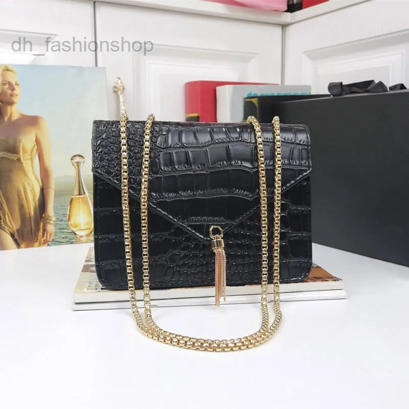 Designer Leather Gold Chain Shoulder Bag With Flap And Stripe Detail ...