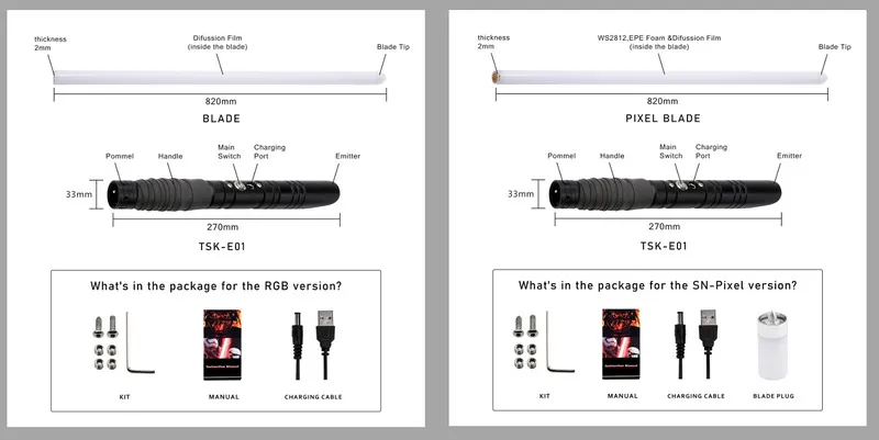 LED SwordsGuns Neopixel Lightsaber Smooth Swing Heavy Dueling RGB ...
