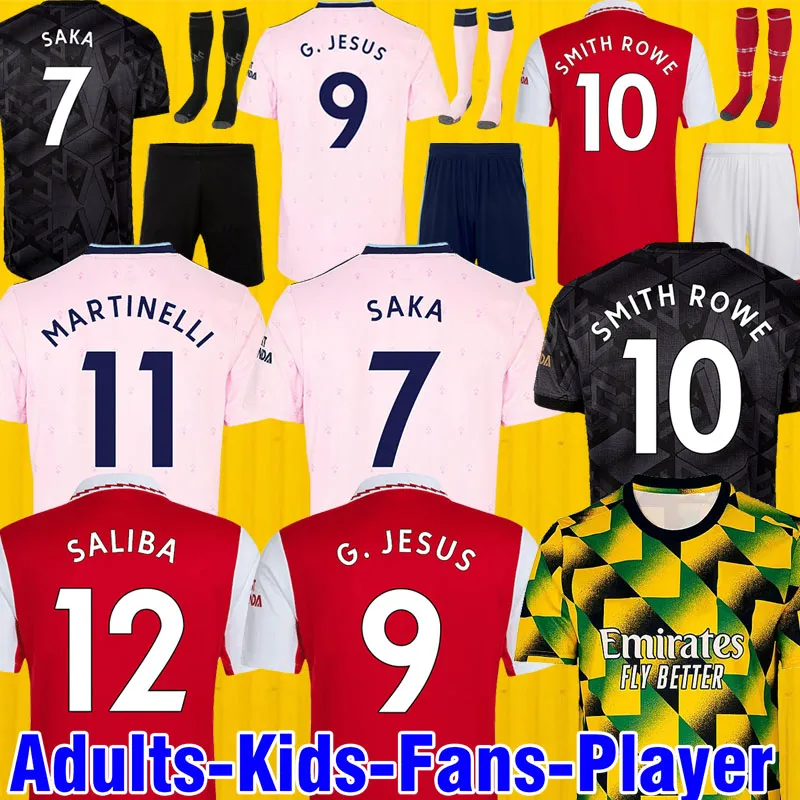 22 23 Gunner Soccer Jerseys G.JESUS SMITH ROWE PEPE SAKA Fans Player THOMAS MARTINELLI TIERNEY ...