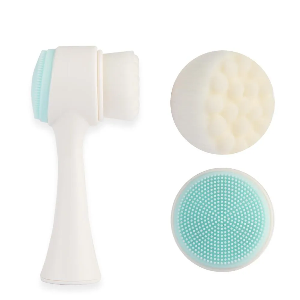 Double Sides Silicone Facial Cleansing Brush Portable 3D Face Massage ...