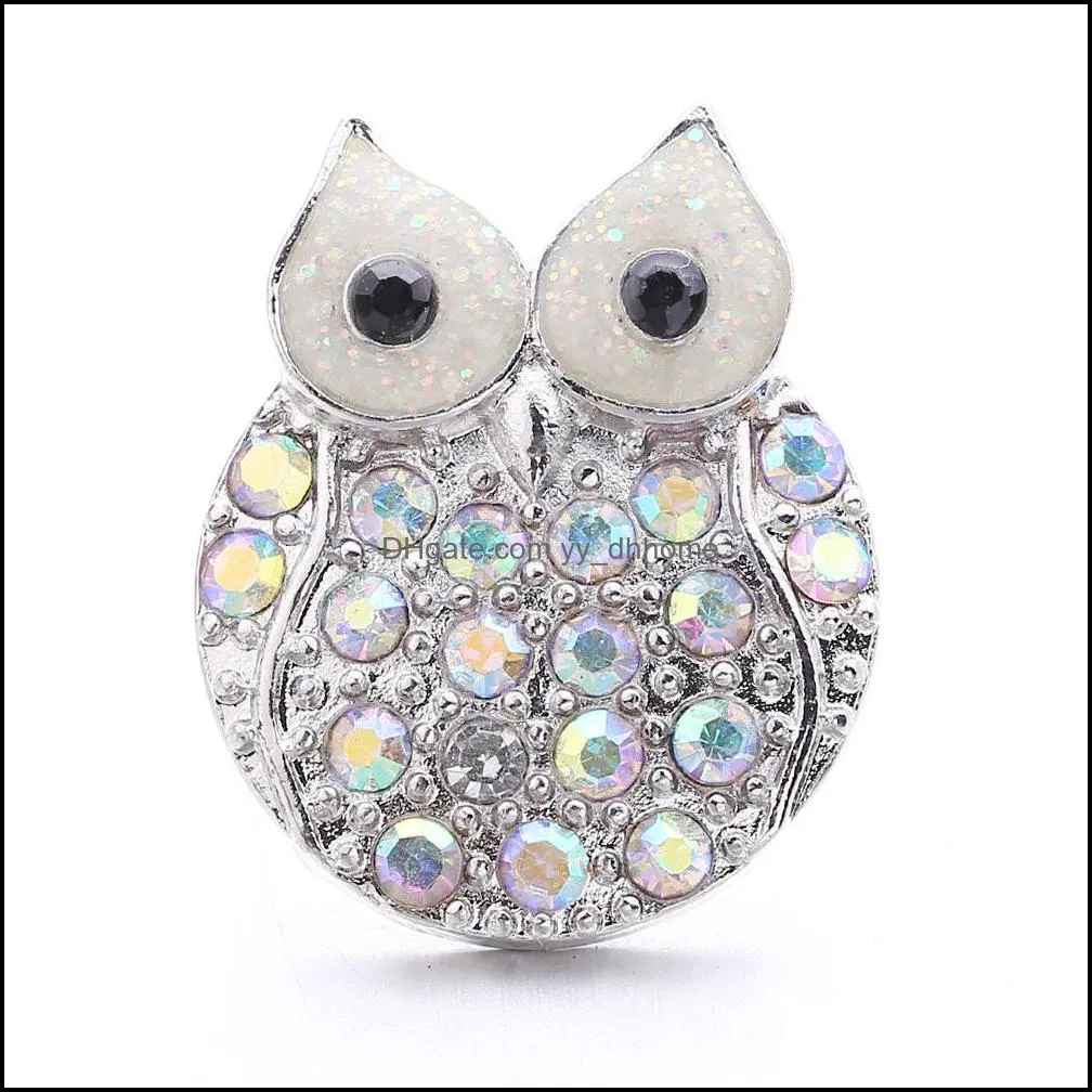 DHgate.com:Rhinestone Owl Snap Button Jewelry Components, 18mm Metal ...