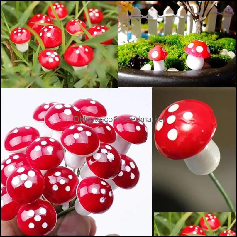 DHgate.com:10Pcs Mini Mushroom Fairy Garden Decor, Resin Artificial ...