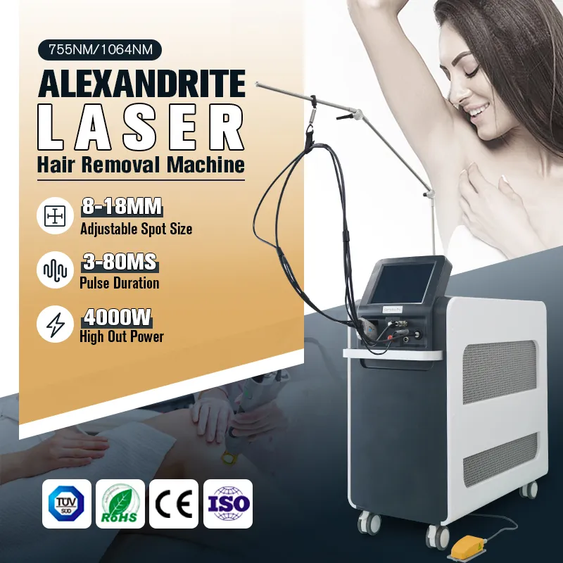 Yeni Pro Alexandrite Lazer 755NM 1064nm Dalga Boyu Kalıcı Ve Ağrısız Lazer Alexandriter ...