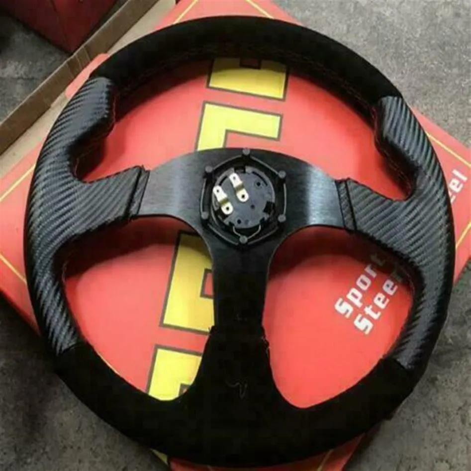 DHgate.com:13 Inch Carbon Fiber PVC Suede Leather Racing Steering Wheel ...