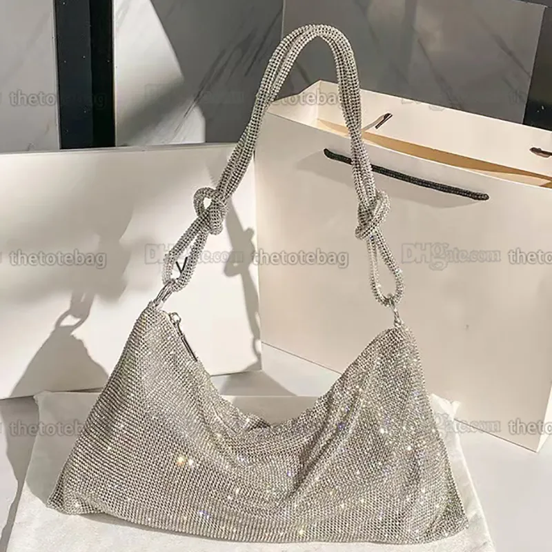 Full Rhinestone Evening Bag Silver Shiny Hobo Crystal Purses And ...