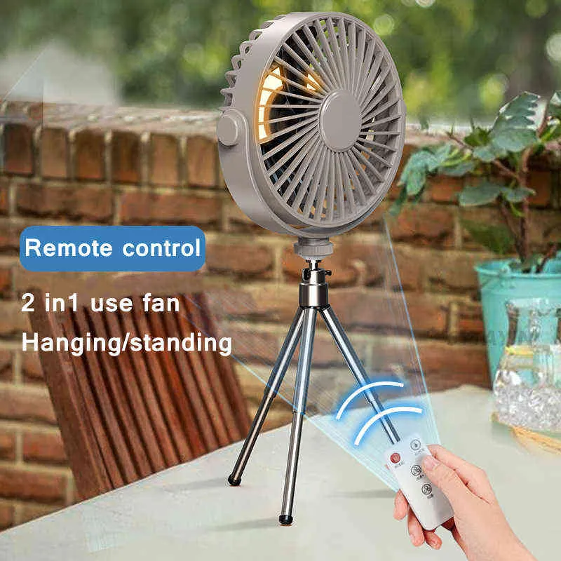 Portable Camping Fan with Tripod & Light - USB Rechargeable, High Wind ...