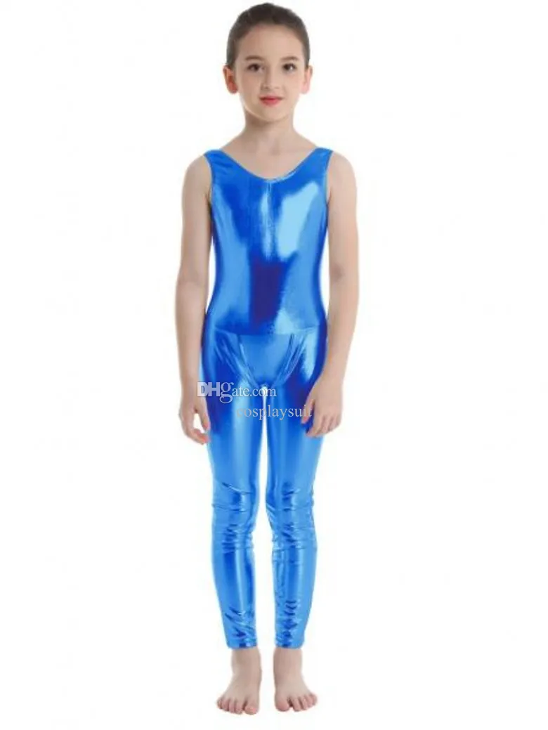 Teen Girls Metallic Pink Catsuit Shiny Metallic Ballet Dance Gymnastics ...