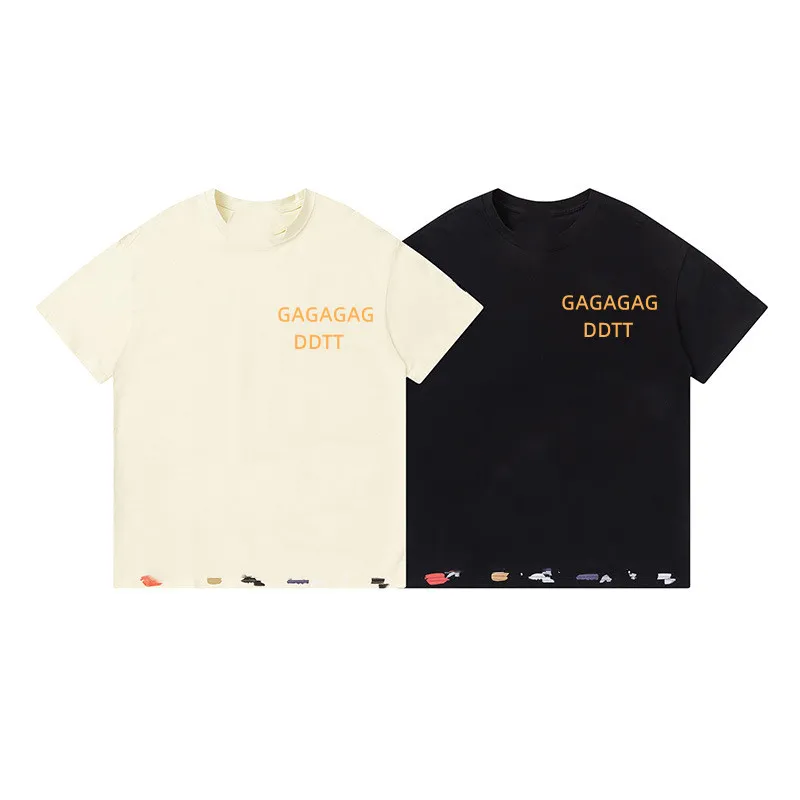 High Street Hip Hop Canvas T Shirts With Chest Ink Splatter, Letter ...