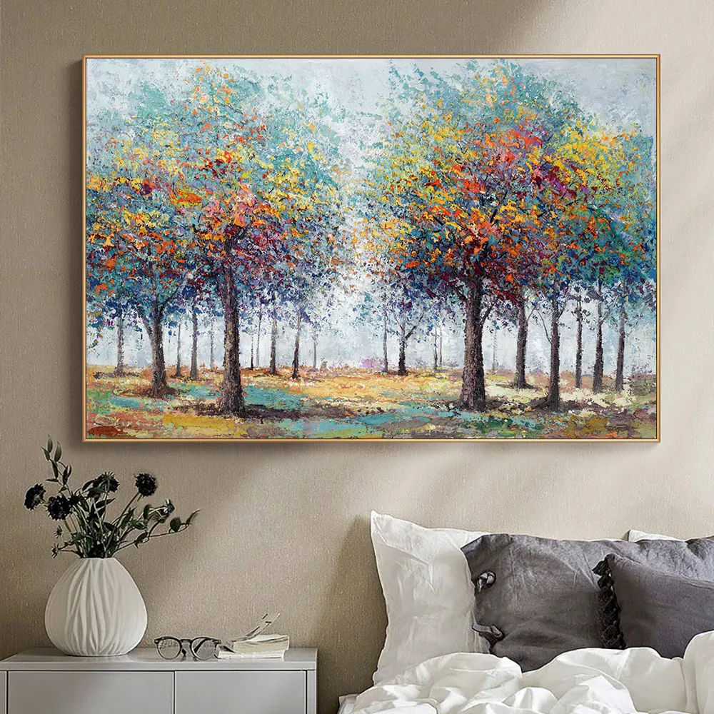 Modern Landscape Wall Art With 3D Abstract Trees HD Canvas Print For ...