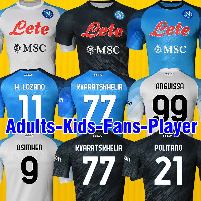 22 23 NAPOLI Soccer Jerseys Maglia Naples 2022 2023 KVARATSKHELIA KIDS ...
