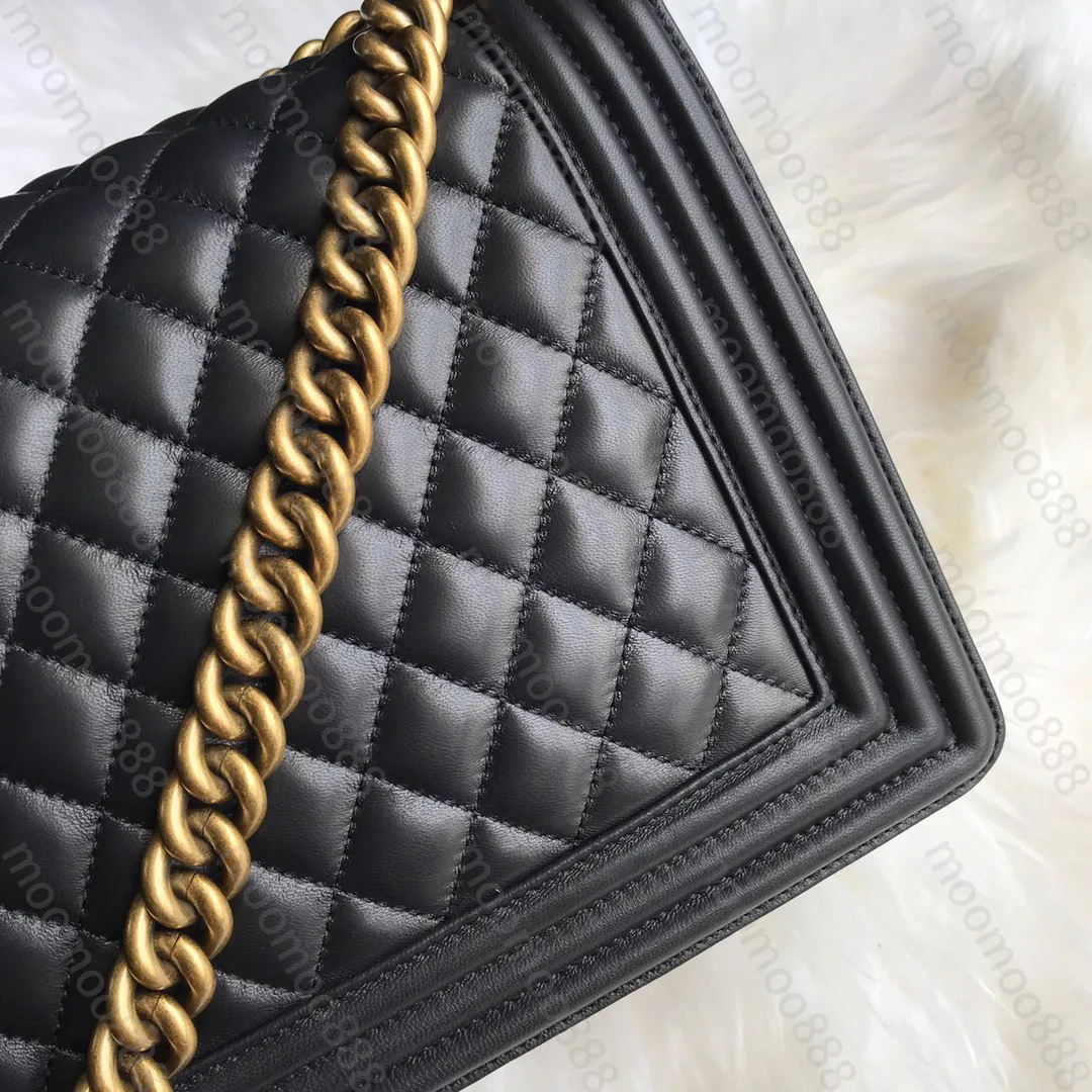 Medium 28cm Genuine Leather Lambskin Caviar Flap Bag for Women with ...