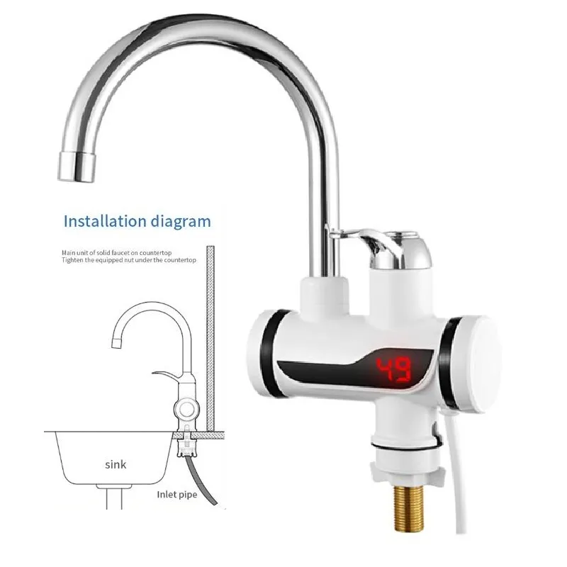 DHgate.com:3000W Electric Faucet Water Heater, Instant Hot Water Heater with Digital Display ...