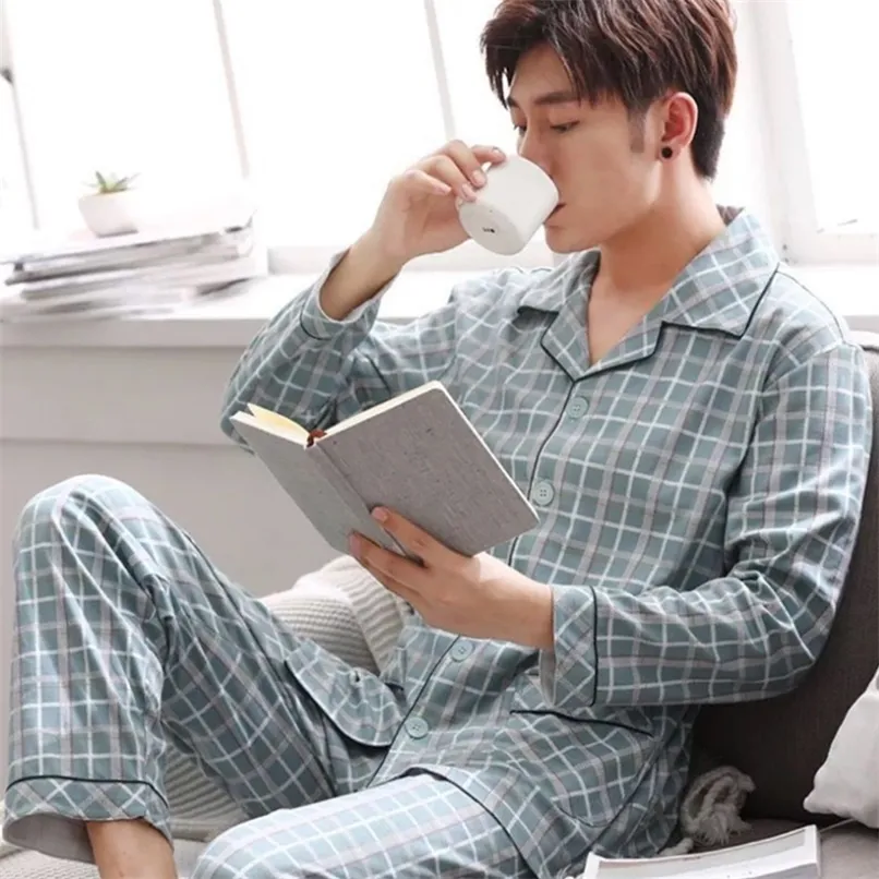 DHgate.com:Mens Cotton Plaid Pyjamas Set, 2-Piece Loungewear for Home ...