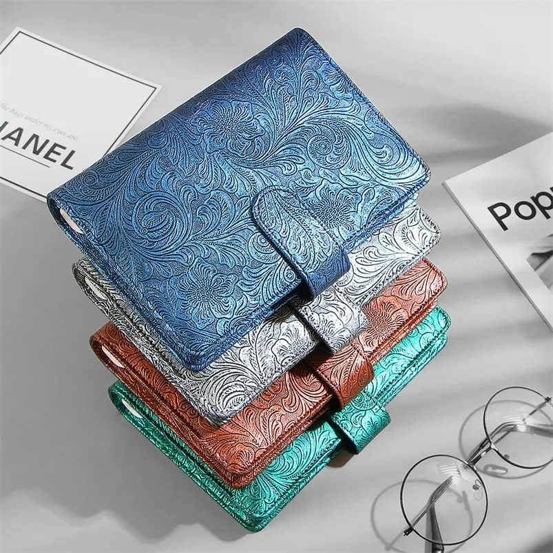 Wholesale Metal Color Leather Leather Pocket Notepad With 6 Ring Binder ...