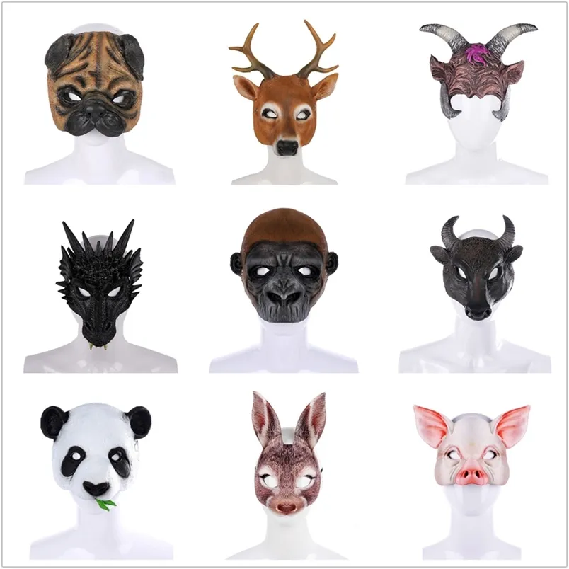 Party Masks For Adults And Children 3D Animal PU Foam Rabbit Dog Deer ...