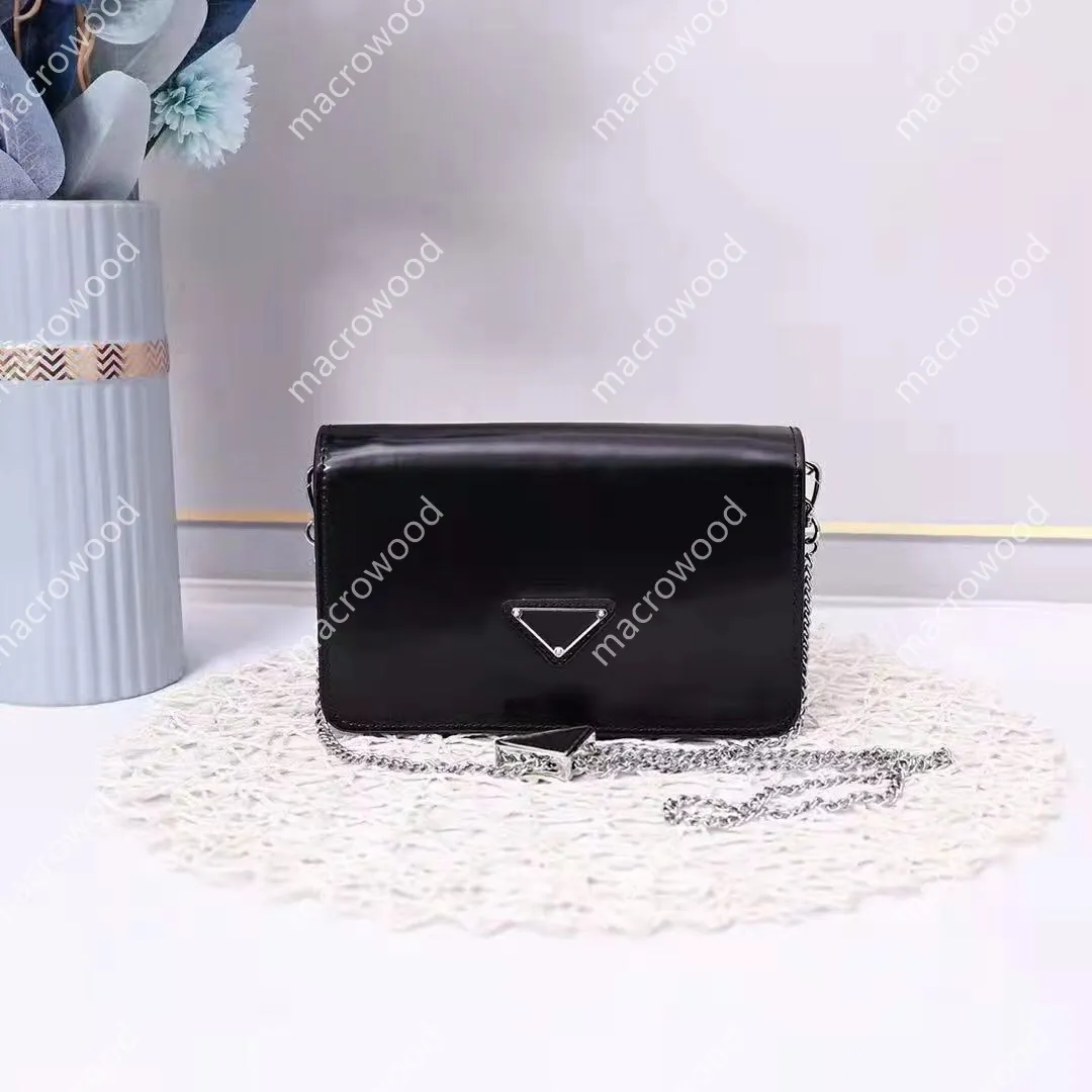 Luxury Saffiano Triangle Chain Crossbody Bag With Flap Shoulder Strap ...
