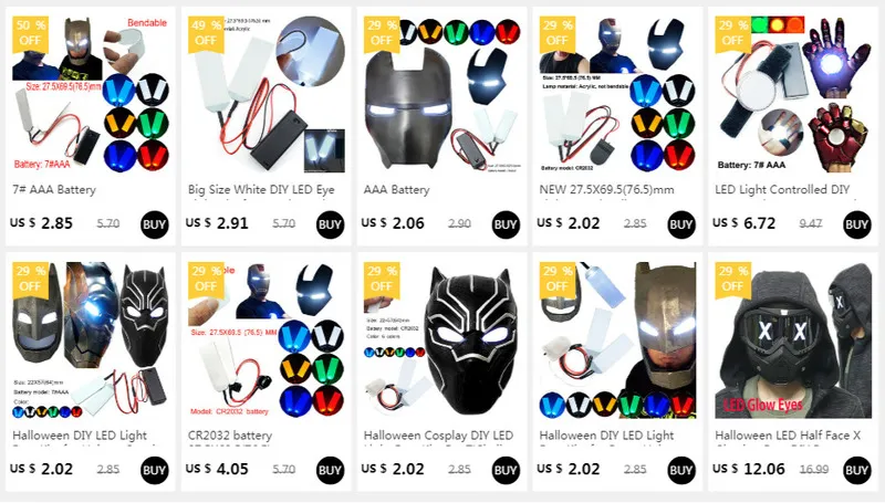 Party Masks Halloween LED Half Face X Glowing Eyes DIY Eyewear Mask ...