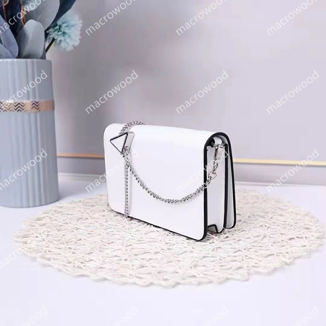 Luxury Saffiano Triangle Chain Crossbody Bag With Flap Shoulder Strap ...