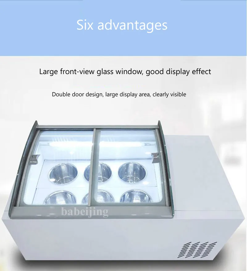 Commercial Ice Cream Display Cabinet Large Capacity Hard Ice Cream ...