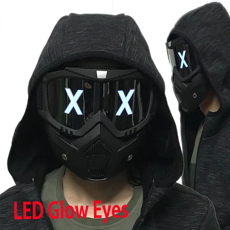 Party Masks Halloween LED Half Face X Glowing Eyes DIY Eyewear Mask ...