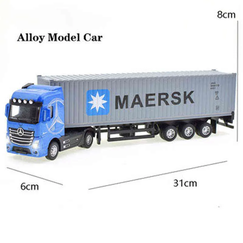 Alloy Car Model 1:50 Scale Diecast Metal Container Truck with Pull Back ...
