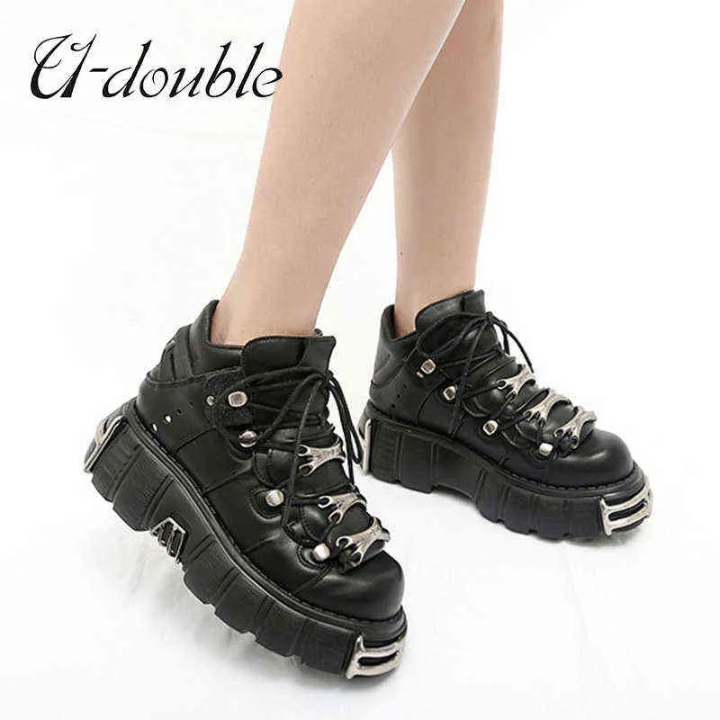 U DOUBLE Punk Style Womens Platform Gothic Boots With Lace U DOUBLE Punk Style Womens Platform Gothic Boots With Lace