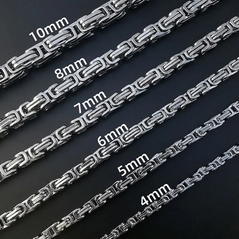 Byzantine Box Link Chain Mens Silver Chain Necklace And Bracelet Set ...