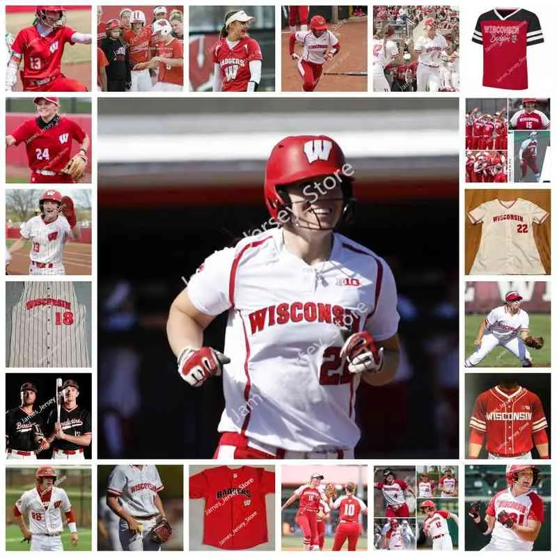 Wisconsin Badgers Custom College Baseball Softball Jersey Personalizado ...
