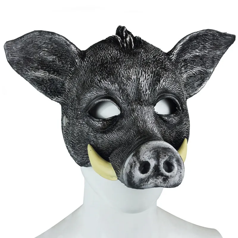 Party Masks 3D Realistic Wild Boar Face Mask PU Foam Pig Face Cover ...