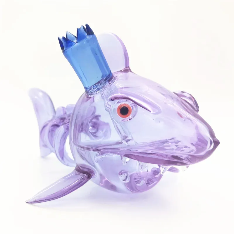 Wholesale Glass Water Bong Pipe With Purple Shark Perc Percolater And ...