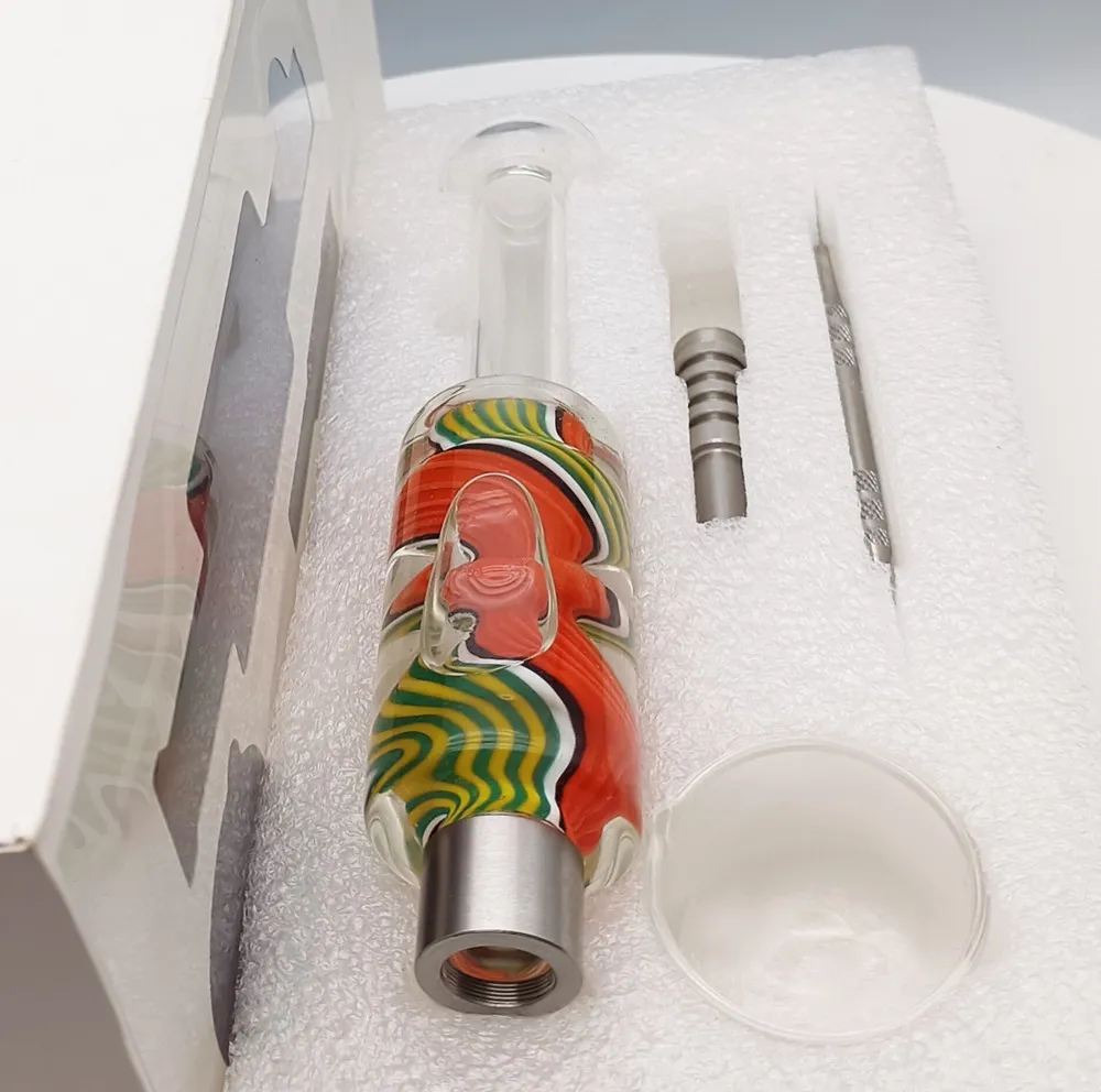 Glycerin Rasta Glass Smoking Pipe Kit: Titanium Tips, Dab Straw, Oil ...