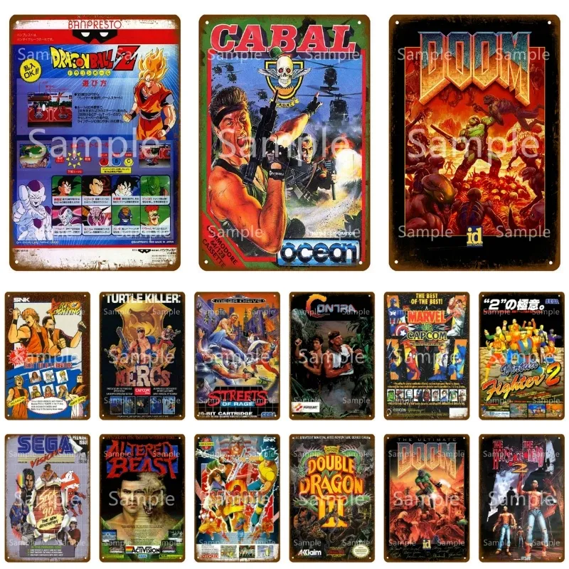 Vintage Video Game Metal Sign Retro Gamer Room Wall Art, Classic Fight ...