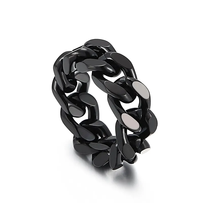 TopBling Stainless Steel Cuban Link Chain Rings For Men Hip Hop Sports ...