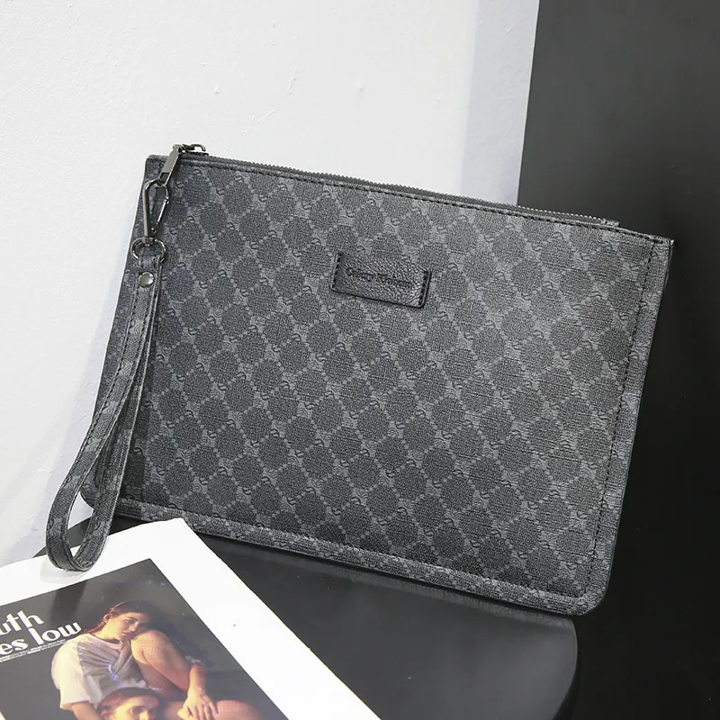 Men's Leather Clutch Handbag Designer Zipper Envelope Bag For Phone ...