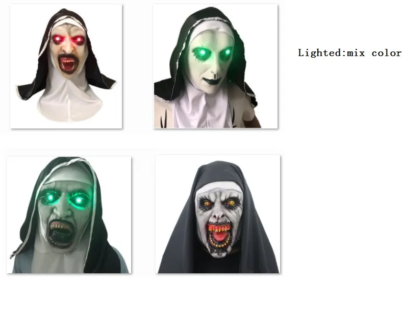 The Horror Scary Nun Latex Mask Headscarf Valak Cosplay For Halloween ...