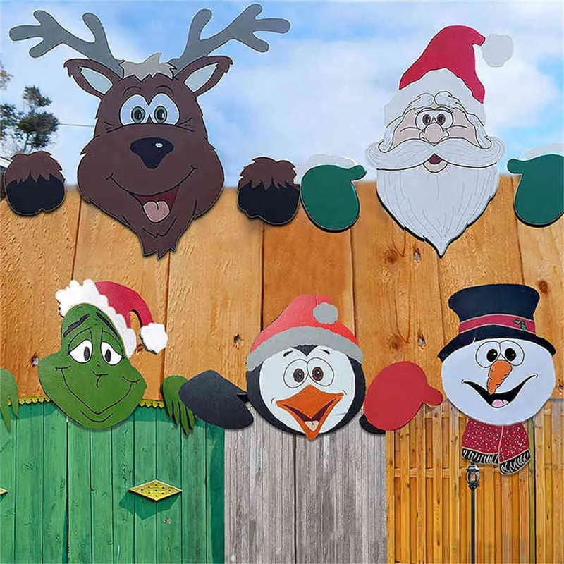 Decorative Santa Claus Fence Peeker: Festive Christmas Outdoor ...