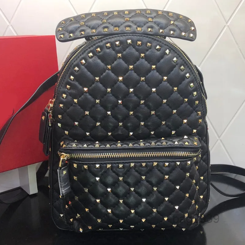 Quilted Sheepskin Mini Red Backpack With Rivet Zipper Closure ...