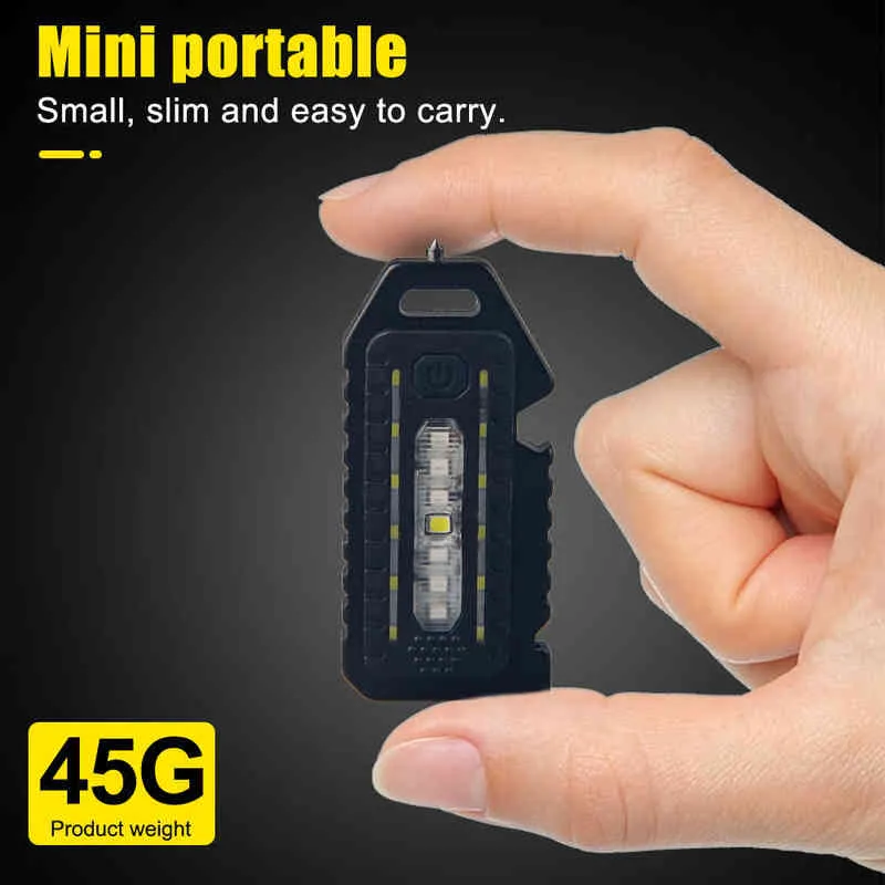 Keychain Flashlight Mini LED Torch: 5 Modes, Red/Blue Emergency Light ...