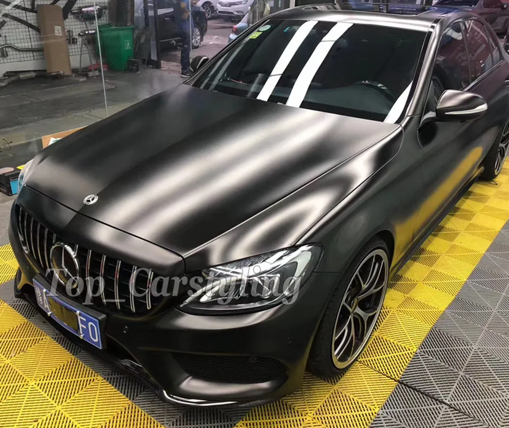 Black Satin Metallic Vinyl Sticker Car Wrap With Air Bubble Free Like ...