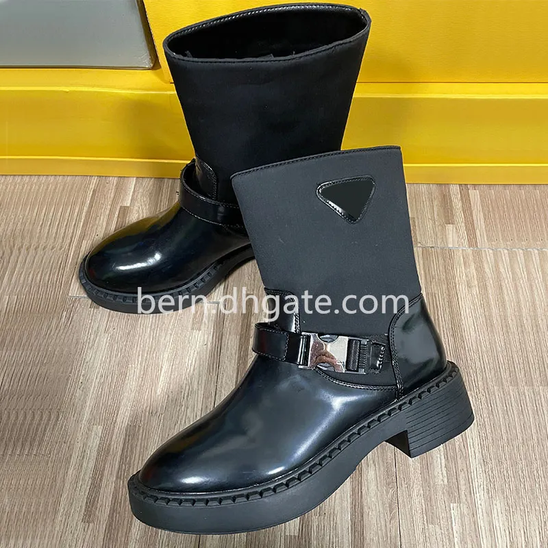 Womens Half Boots With Side Buckle, Mid Calf Winter Boots For Autumn ...