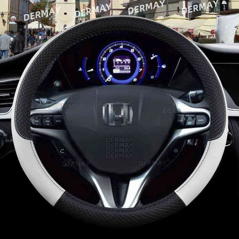 PU Leather Steering Wheel Cover for Honda Civic 2004 2006 2007 2008 2012 2013 2014 2015 Anti Slip Gray 4 Spoke Wheel Car Accessories