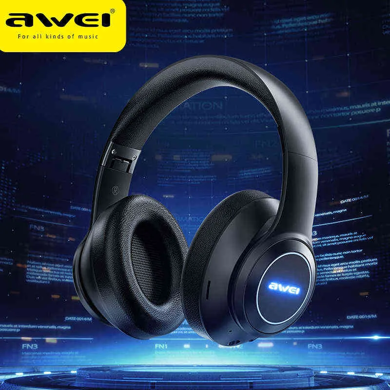 Headsets Awei A200BL Gaming Bluetooth 5.0 Headphones Super Deal Colorful Breathing Lights Wireless Headset HiFi Sound Headphone With Mic T220916
