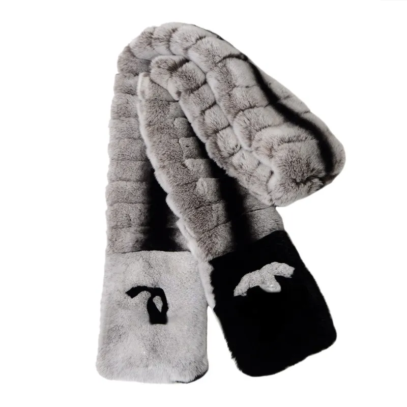 Fashion Rex Rabbit Fur Scarves For Women Warm Double Sided Designer ...