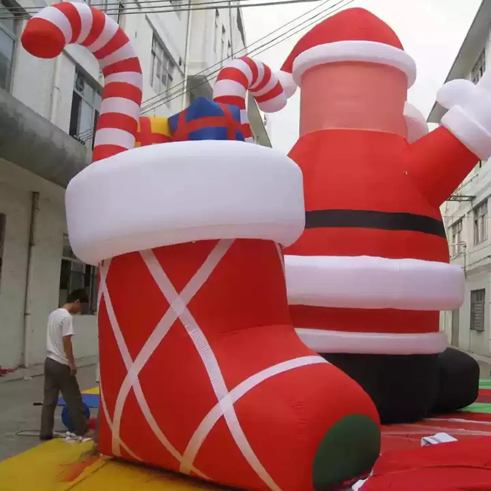 Giant Inflatable Christmas Stocking Outdoor Decoration 20 ft Tall 210D ...